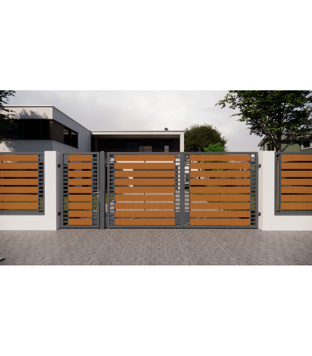 Poarta metalica cu WPC W5